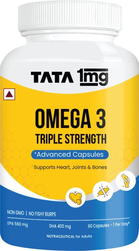 TATA 1mg Triple Strength Omega 3,EPA(560mg) & DHA (400mg) Fish Oil(60 ...